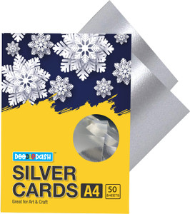 Flipkart.com | DOODLEDASH Silver Cards Metallic Shade A4 Size 250 GSM ...