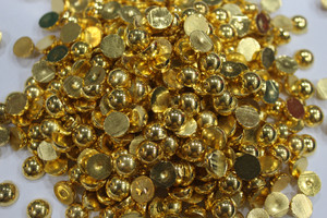 The Unique ® 8mm Golden Half Cut Beads Flat Back Moti For Art & Craft ...