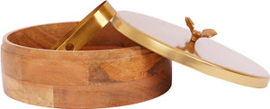INDIAN ARTISANS WOOD AND METAL ROTI BOX WITH BIRD KNOB Serve Casserole ...
