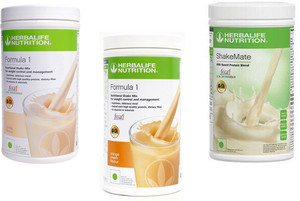 Herbalife Nutrition F1 Vanilla & Orange Cream Shake + Shake Mate Milk ...
