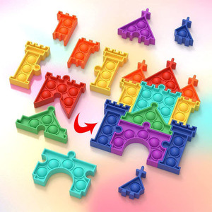Party Propz Pop It Board Game - Silicone Rainbow Pop It Tangram Castle ...