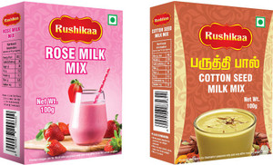 Rushikaa Rose Milk Mix 100g & Cotton Seed Milk Mix 100g (Total - 200g ...