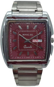 Royalex Men's Watch Maroon Dial / Day and Date Display / Steel Case And ...