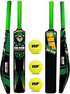 HF FALCON Full Size ( 15-21 YEARS ) COMBO 1 HARD PLASTIC BAT WITH 3 ...