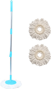 Kleanup Spin Mop Rod Stick, 360 Degree Steel Rod Wet & Dry Mop With 2 ...