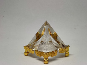 SWISS WONDER Feng Shui Crystal Pyramid On Golden Stand for Positive ...