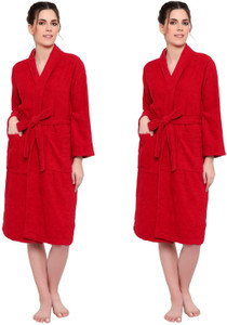 Cotton Trendy Red Medium Bath Robe - Buy Cotton Trendy Red Medium Bath ...