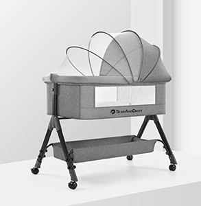 StarAndDaisy Baby Cradle with Mosquito net, Height adjustable ...