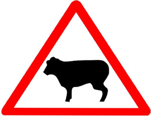 Ladwa Cattle Crossing Cautionary Retro Reflective Road Signage - 600 mm ...