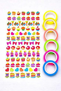 Divisha Crafts Set of 6 Colour Paper 5 m x 9mm Tape and One Sticker ...