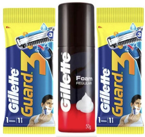 Gillette Guard 3 Shaving Razor 2Pec With Shaving Foam 50G, Men - Price ...