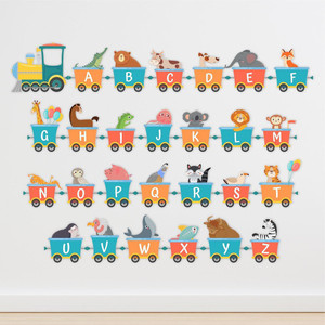 KREEPO 80 cm ABCD(Alphabet) On Train With Funny Animals Vinyl Wall ...