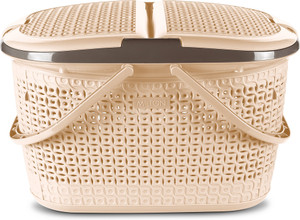 MILTON Polypropylene Pluto Picnic Basket with Two Side Opening Lid and ...