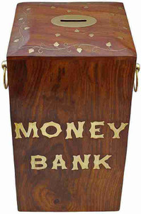 R.S Enterprises Money Bank - Big Size Large Piggy Bank Wooden 8 x 5 ...