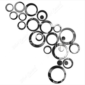Mirror Sticker 40 cm ring and dots 33 black Acrylic Stickers 3D ...