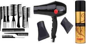 HINSHITSHU 10 Pc Salon Hair Comb Set With Professional Hair Dryer CH ...