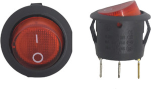 KCD 5Pcs On/Off Rocker Toggle Round Switch Red Lit SPDT 3Pin 6A 250V ...