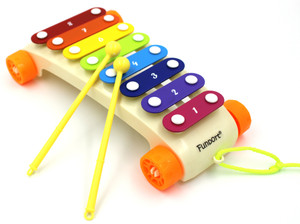 Funport Colorful 8-Key Xylophone with Wheels to Pull Along as Cart ...
