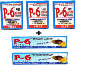 P-6 Capsule and Ointment Quick Relief Formula for Piles and Fissure (3 ...