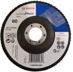 BOSCH FLAP DISC X433 PLUS 80 GRIT 125X 16 MM or 5 inch FLAP DISC 80 ...