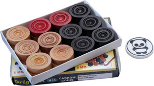 Trex Sports Carrom Board 8MM Wooden Coins with Striker Carrom Pawns ...