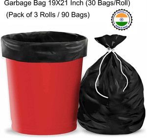 Robust Clean Garbage Bag 19X21 Inch | 90 Bags / 3 Rolls | Disposable ...