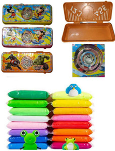 imtion 2 in 1 ( 2 Pcs Goli game Plastic pencil box + 12 dry bouncing ...