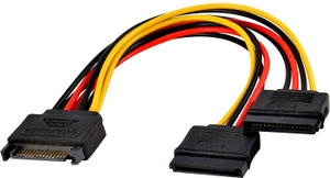 Wizzo Power Sharing Cable 0.07 m 15cm SATA Power to Dual SATA Power Y ...