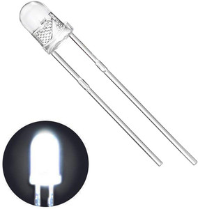 Wizzo (Pack of 100 Pcs) 3MM Transparent WHITE Super Bright LED, 3V DC 2 ...