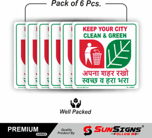 SUNSIGNS 6 pcs keep your city clean and green signages Board Emergency ...