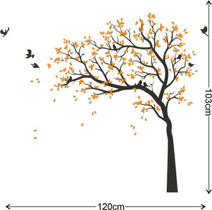 Wallzone 304.8 cm Brown Tree|Nature Multicolor Pvc Vinyl Wallsticker ...