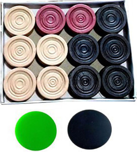 EmmEmm Finest Carrom Set With 2 Strikers and 24 Coins Carrom Pawns ...