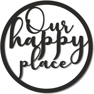 IRIS Decore OUR HAPPY PLACE ROUND MDF Plaque Cutout Ready to Hang Home ...