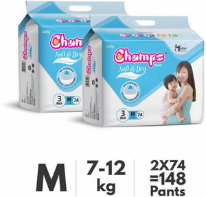 Champs Soft and Dry Baby Diaper Pants|Pack of 2 - M - Buy 148 Champs ...