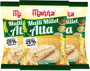 Manna Multi Millet Atta - 3kg (1kg x 3 Packs) - MultiGrain Atta with 25 ...