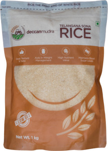 deccan mudra Telangana Sona Rice | Low GI Rice | 3*1kg Raw Rice (Medium ...
