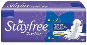 STAYFREE Dry-Max All Night Ultra-Dry Pads With Wings XL, 28Count ...