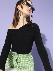 KASSUALLY Casual Solid Women Black Top - Buy KASSUALLY Casual Solid ...