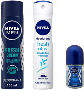 NIVEA Fresh Ocean Deo 150ml, Fresh Natural Deo 150ml & Fresh Active ...