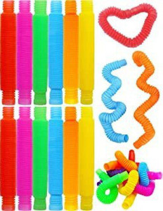 Galox Pop Tubes Sensory Fidget Toy for Kids, Pull Pack Of 12 ...