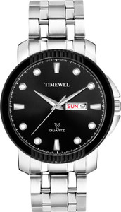 TIMEWEL Men's Stylish Silver Analogue Watch ( Black Dial ) Analog Watch ...