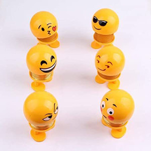 Offer99 Cute Emoji Bobble Head Doll 6 Piece Car Bouncing dashboard Toy ...