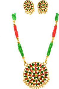 balaji gold Brass, Copper Gold-plated Red, Green Jewellery Set Price in ...