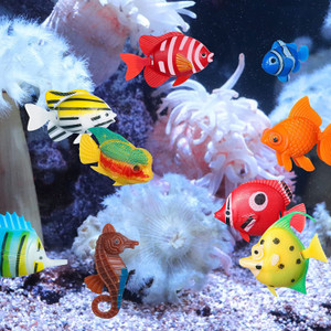 VAYINATO Mixed Plastic Floating Fake Fish Sea Horse and Flowerhorn Pack ...