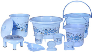 VeleSolv Bathroom Set of 10, Balti 16L & 5L, Dustbin 11L, Mug 1.5 L ...