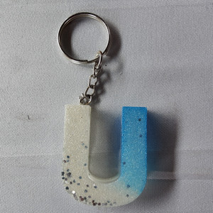 sabrang jaipur Alphabet,Resin Keychains UNISEX-WHITE BLUE PURPLE-U Key ...