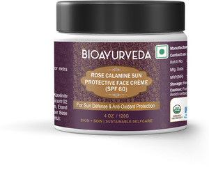 BIOAYURVEDA Sunscreen - SPF 60 Rose Calamine Sun Protective Face Cream ...