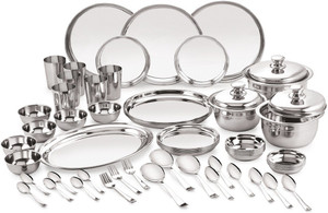 NEELAM Pack of 61 Stainless Steel 24 Gauge Premium Dinner Set Dinner ...