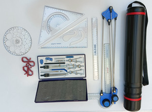 UEI ART NO 0136 MINI DRAFTER COMBO WITH 13 PART DRAWING INSTRUMENTS BOX ...