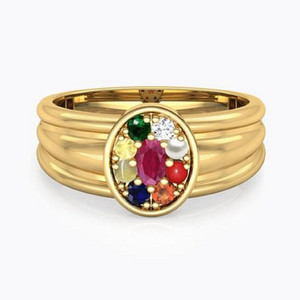 RATAN BAZAAR Men & Women, adjustable Navratna Alloy Sapphire Gold ...